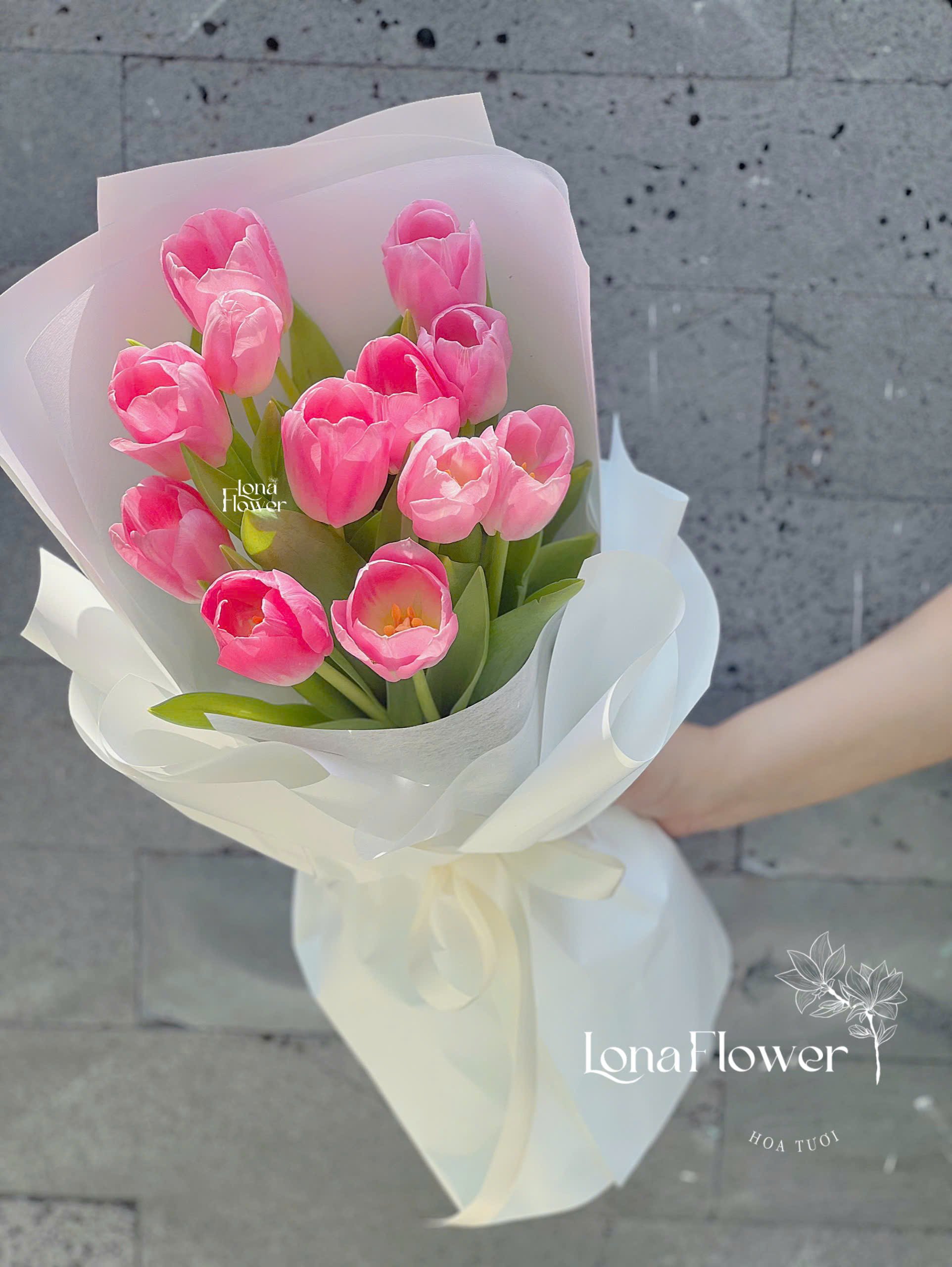 Bó Hoa Tulip Hồng Tươi Tắn & Ngọt Ngào | Lona Flower
